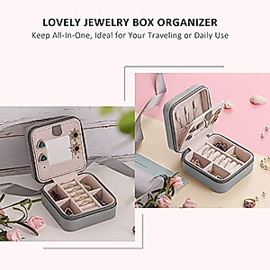 ANWBROAD Travel Jewelry Box Jewelry Case Small Jewelry Box Pportable Mini Display Storage Case with Mirror for Rings Earrings Necklace Bracelets Earrings for Girls Women Faux Leather UJJB001H