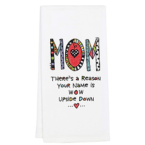 Enesco Our Name is Mud Cuppa Doodle Mom Embroidered Dish Cloth Tea Towel, 26.5-inch Height, Multicolor