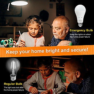 JackonLux Rechargeable Emergency LED Bulb Multi-Function Battery Backup Light for Power Outage Camping Outdoor Activity Hurricane 9W 800LM 60W Equivalent Daylight 5000K E26 120 Volt 2 Pack