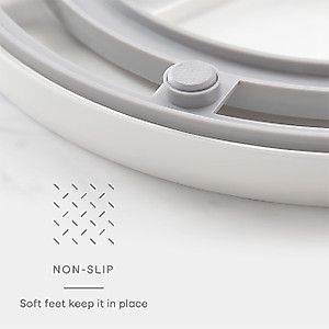 YouCopia Crazy Susan Two-Tier Turntable, Height-Adjustable Lazy Susan Organizer for Kitchen Cabinet and Pantry Organization and Storage, White