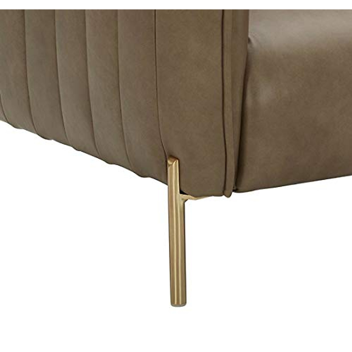 Amazon Brand – Rivet Frederick Mid-Century Channel Tufted Leather Sofa Couch, 77.5"W, Taupe