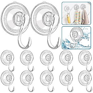AROIC Suction Cup Hooks, 12 Pack Shower Suction Hooks, Heavy Duty Vacuum Suction Cups for Towel Kitchen Bathroom Glass Wall Window