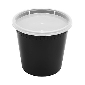 Karat 24 oz Black PP Injection Molded Round Deli Containers with Lids - 240 Sets