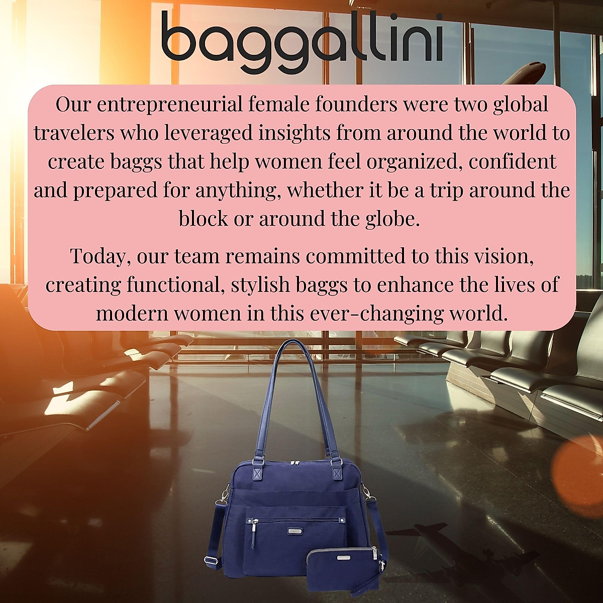 Baggallini Overnight Expandable Laptop Tote - Lightweight Travel Bag for Women, Navy