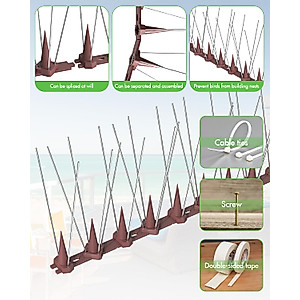 CIIC Bird Spikes, 16 Pack Stainless Steel Anti Bird Spikes, Bird Deterrents for Outside Pigeon Spikes, Bird Repellent Devices for Garden Fence Wall Coverage 16.4 Feet