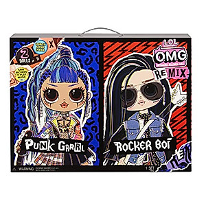 L.O.L. Surprise! O.M.G. Remix Rocker Boi and Punk Grrrl 2 Pack – 2 Fashion Dolls with Music