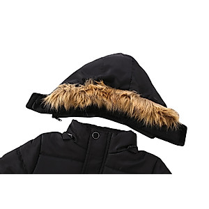 AMIYAN Toddler Boys Down Jacket Fur Collar Hood Thick Warm Winter Snowsuit Coat Parka 3-4T