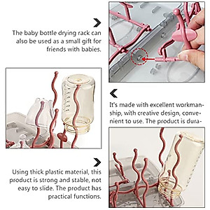 Hemoton Cup Drain Rack Baby Bottle Holder Wine Glass Rack with Drain Tray Cup Storage Rack Teacup Holder for Home Kitchen Red