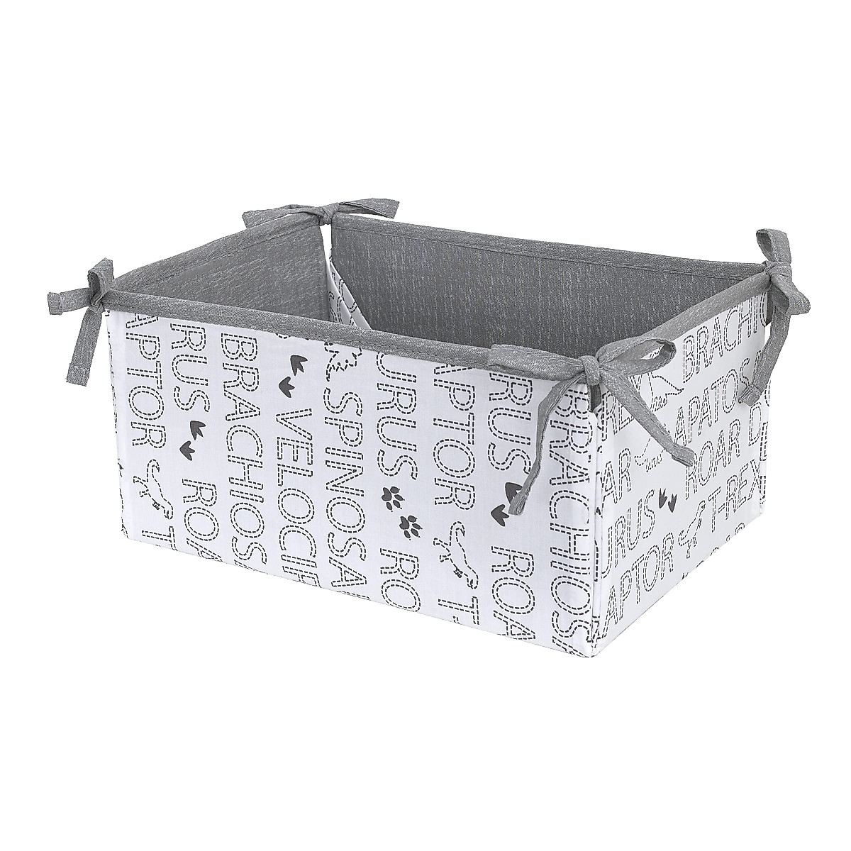 NoJo Baby-Saurus Gray, White, and Green Triceratops, Brontosaurus, and Tyrannosaurus Dinosaurs with Mountains and Leaves 4 Piece Nursery Crib Bedding Set - Comforter, 100% Cotton Fitted Crib Sheet, Crib Skirt, and Storage