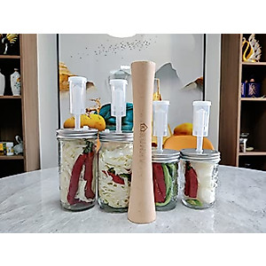 KUNNV Sauerkraut Pounder for Mason Jars Vegetable Fermentation Packer Kimchee Tamper,One Piece of Solid beech Wood (12 inch)