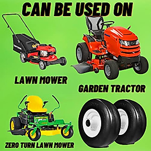 (2-Pcs-Set) New 11x4.00-5 Flat-Free Lawn Mower Smooth Tires w/Steel Rim for Zero Turn Lawn Mower Garden Tractor - hub 3"-5" with 3/4" Bore 114005 T161