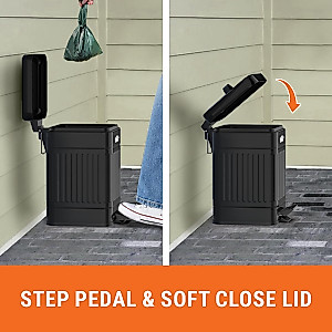 Small Dog Poop Trash Can Outside, 1.3 Gal Metal Small Outdoor Trash Can with Lid for Dog Poop, Dog Waste Container with Pedal, Dog Poop Garbage Can, Dog Poop Trash Can, Backyard Odor Control (Black)