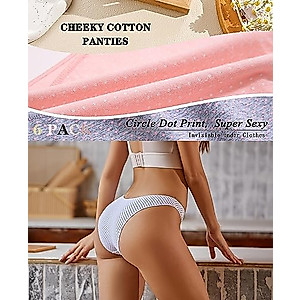 Knowyou Womens Underwear Cotton Cheeky Panties for Women Cute Stretch Bikini Breathable Panties for Ladies 6Pack