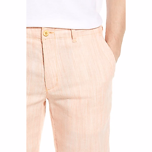 Tommy Bahama Men's Harbor Herringbone Stretch-Linen 10" Inseam Short (Peach Sorbet, XL, X-Large)