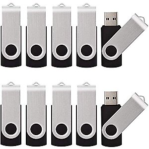 USB Bulk Flash Drives 128MB 100 Pack TOPESEL USB 2.0 Flash Drives Bulk Thumb Drive Pack Memory Stick Swivel Pen Drives (Black)