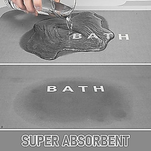 UVTQSSP Bath Mat Rug, Non-Slip Super-Absorbent Quick Dry Washable No Stains Oval Rubber Mat for Bathroom Floor, Tub and Shower, 24" x 16" Grey