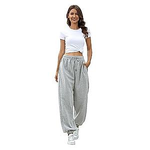 Gvraslvet Cinch Bottom Sweatpants for Women with Pockets Light Gray