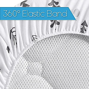 Vanillscent 2 Pack Cotton Bassinet Sheets Set for Boys Girls, Cozy Woodland Baby Cradle Sheets Fitted Hourglass, Oval & Rectangular Bassinet Mattress and Pads - Bear & Forest