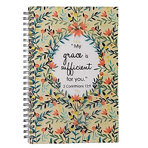 Christian Art Gifts Notebook My Grace is Sufficient 2 Corinthians 12:9 Bible Verse Inspirational Writing Notebook Gratitude Prayer Journal Flexible Cover 128 Ruled Pages w/Scripture, 6 x 8.5 Inches