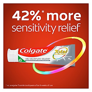 Colgate Total Toothpaste with Stannous Fluoride and Zinc, Multi Benefit Toothpaste with Sensitivity Relief and Cavity Protection, Deep Clean - 4.8 Ounce (4 Pack)