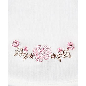Little Me Baby Girls' 3 Piece Bib and Burp Set, Rose, White Floral, One Size