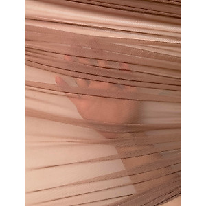 Power Mesh Fabric – 60 inch Width, Lightweight 4-Way Stretch Blend of Synthetic Fibers and Spandex, Perfect for Bra, Control-Topped Pantyhose, and Swimwear Linings (Mocha)