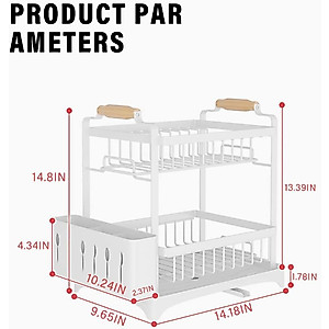 MCUIATN Dish Drying Rack -Multifunctional Dish Rack (White)