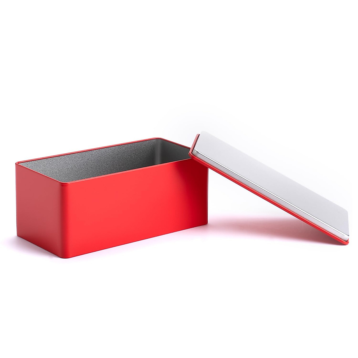 Tianhui Rectangle Metal Boxes Tin container for Small Storage Container Kit with Lid Keeping Biscuit,Tea,Coffee,Cookies, Food,Flour,Baked Goods Storage 6.3 x 3.15 x 2.68 inch (Red)
