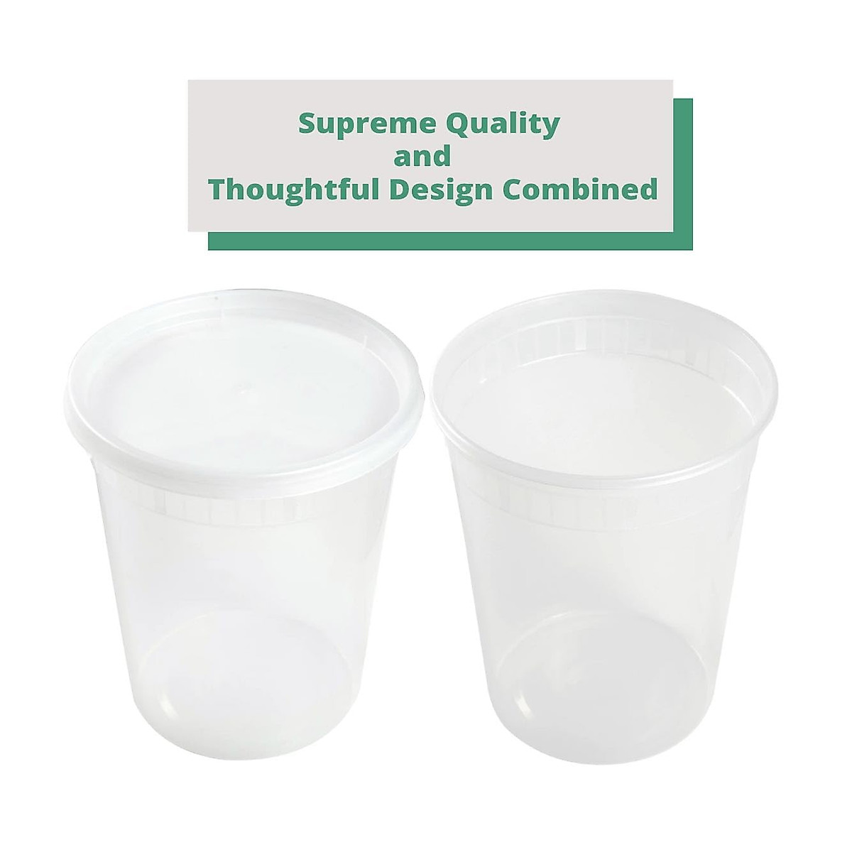 G-BOX 32 OZ Deli Containers with Lids - [48 Sets] [32 OZ Soup Containers with Lids, Stackable, BPA-Free, Leak Resistant, Reusable, Dishwasher Safe, Microwave Safe, Freezer Safe]