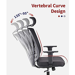 CLATINA Ergonomic High Mesh Swivel Executive Chair with Adjustable Height Head Arm Rest Lumbar Support and Upholstered Back for Home Office