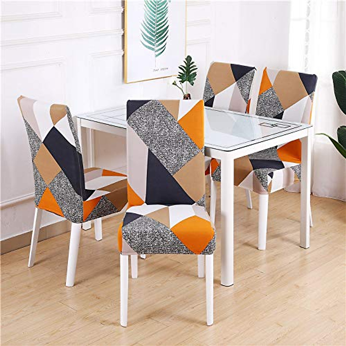 Geometry Chair Cover Dining Elastic Chair Covers Spandex Stretch Elastic Office Chair Case Removable HP26 4PCS