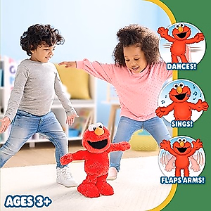 Just Play Sesame Street Elmo Slide Singing and Dancing 14-inch Plush, Officially Licensed Kids Toys for Ages 2 Up