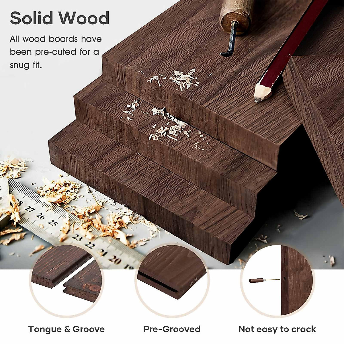 ROYMELO 30x84 inch Sliding Barn Wood Door Slab with 5ft Hardware Kit and Handle, Coffee, K Shape, Simple DIY Assembly