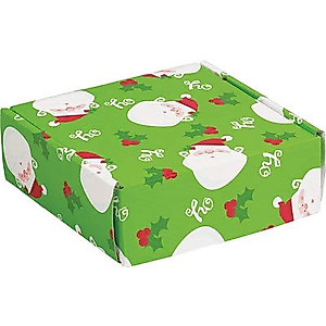 Christmas Cookie Boxes/Christmas Mailing Boxes - SET of 6 Small Square Boxes for Treats, Favors, Gifts - Jolly Santa