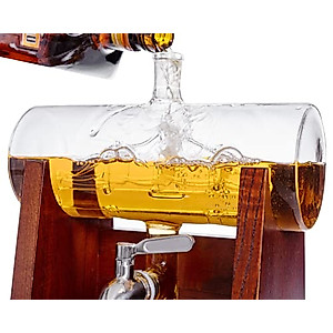 Whiskey Decanter, Glass Decanter Set with 2 Globe Whiskey glasses