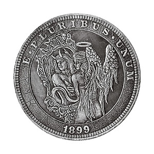 [Couple Angel] 1899 Angel Love Demon Wandering Coin Morgan Coin Carving Collection Wing Pattern