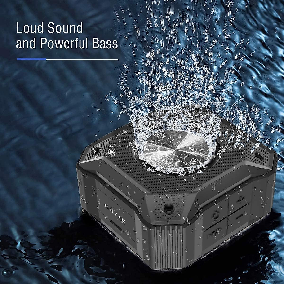 IPX7 Waterproof Bluetooth Shower Speaker,Portable Small Speaker Wireless,Loud Sound Stereo Pairing,Built-in Mic,12 Hours,Rugged,For Bathroom,Beach,Bike,Travel,Pool,Kayak,Camping,Outdoor,Gift