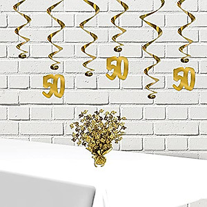 Beistle 2 Piece Metallic Plastic Gold Gleam ‘N Burst 50th Wedding Anniversary Centerpiece Birthday Party Table Decorations, 15"