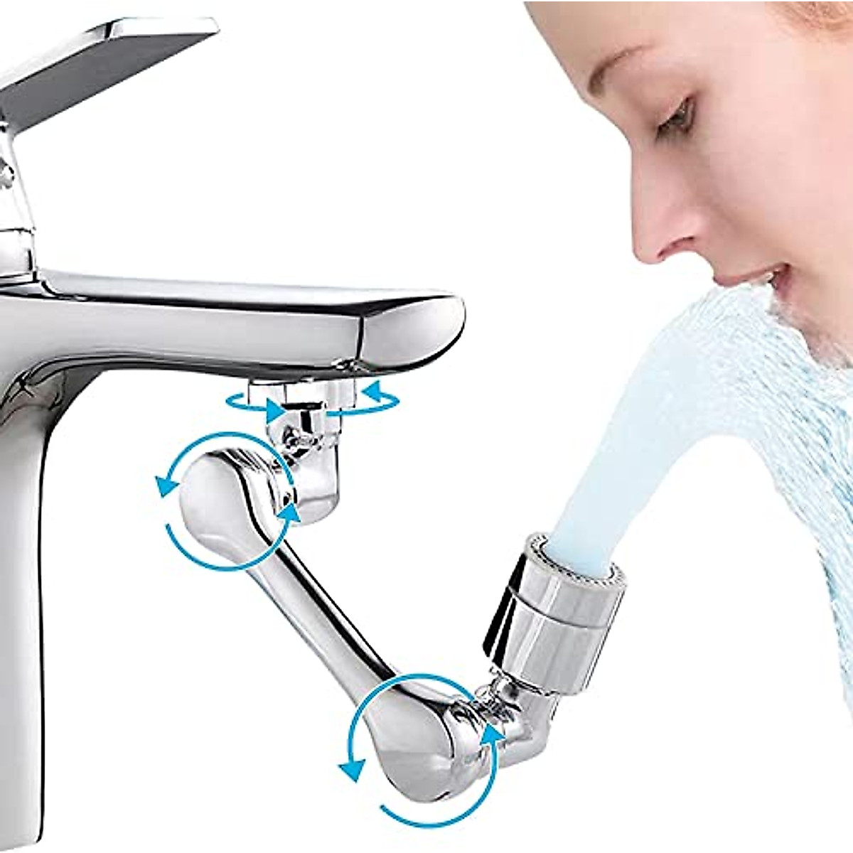 1080 Rotation Faucet Extender 1080° Large Angle Rotating Faucet Universal Rotating Sink 2 Water Outlet Modes Nozzle Faucet Adaptor, Splash Filter Dual Function Kitchen Tap Extend, Bubbler