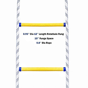 Fire Escape Rope Ladder for 2-12 Story-Fast to Deploy Reusable -Load Weight Capacity up to 900lbs-Evacuation Ladder for Cruise Ship,High Building (Size : 25m(82'))