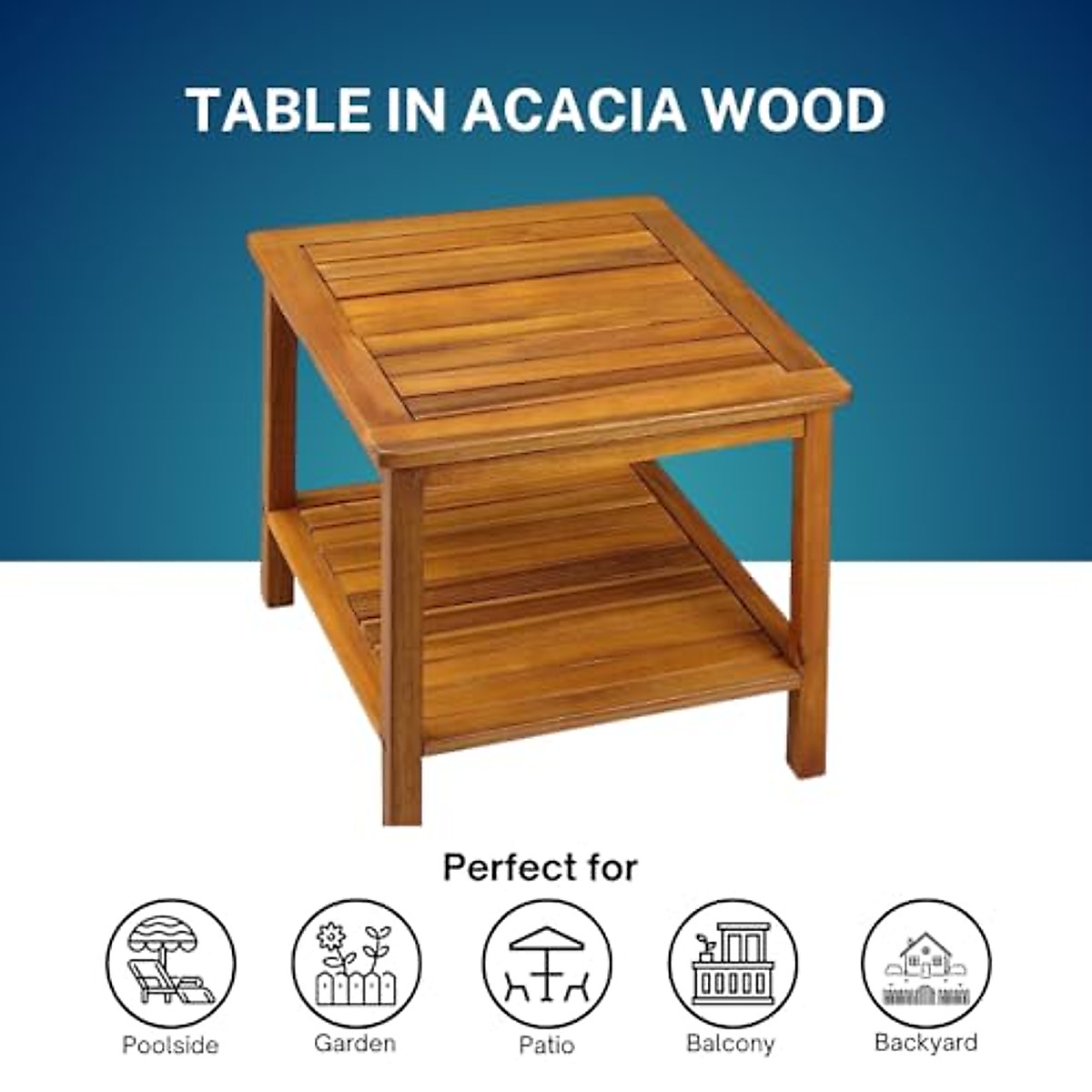 cucunu Outdoor Side Table 18x18 for Patio & Garden with Extra Storage - Small Adirondack Square Table Wooden End Table, Porch Tables