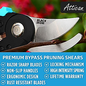 Bypass Pruning Shears for Gardening, Heavy Duty Garden Clipper for Cutting Stems, Soft Grip Hand Pruner