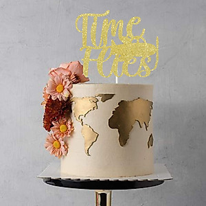 Time Flies Cake Topper, Time Flies Birthday Party Supplies, Airplane Birthday Decoration, Airplane Theme Centerpiece