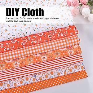 14Pcs Cotton Craft Fabric, Quilting Patchwork Fat Quarter Bundles Quilt Sewing Orange Floral Fabrics for Craft DIY, 25x25cm