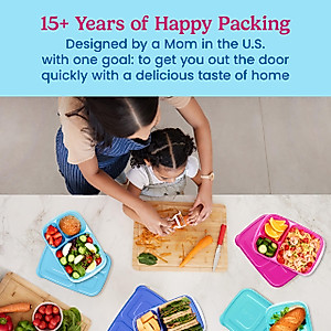 Bentgo Easyboxes - Original Stackable Lunch Boxes - Reusable 3-Compartment Food Containers for Kids and Adults - Bento Lunch Box for Meal Prep, School, & Work - BPA Free, Set of 4 (Jewel Brights)