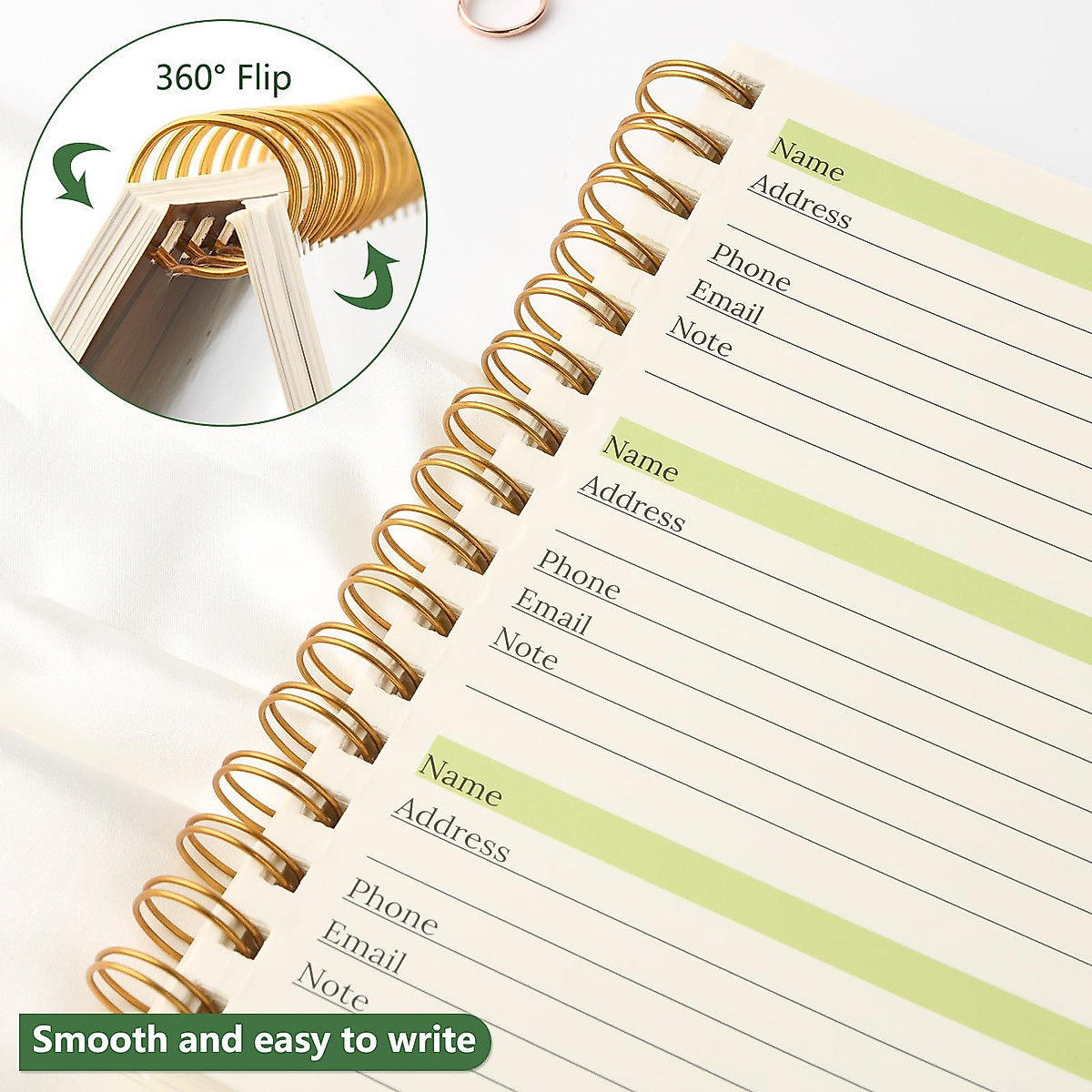 suituts 2 Pack Spiral Bound Address Book with Alphabetical Tabs, 5.8" x 8.2" Telephone Address Book for Contacts, Address and Password Book for Halloween Gift Home Office