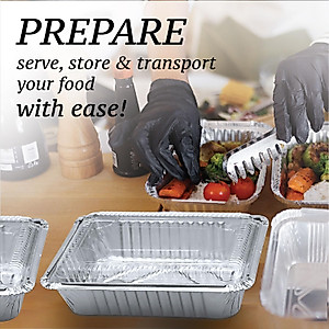 Spare Essentials (55 Count) 2.25LB Aluminum Containers with Lids (8.5"x6") - Disposable Foil Containers for Takeout, Baking, Freezing, Food Storage - Aluminum Pans with Lids, To Go Containers