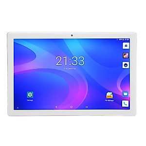 Silver Tablet, 8MP 13MP 1920x1200 IPS 10 Inch Tablet 8 Core Processor 8GB 256GB for Travelling (US Plug)