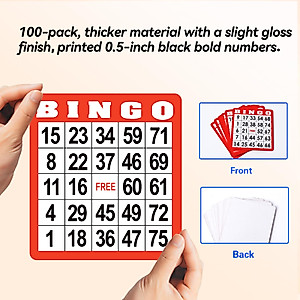 GSE Games & Sports Expert 100-Pack Multi-Color Bingo Game Cards with Easy Read Numbers, Reusable Paper Bingo Sheets for Large Groups, Family/Friend Parties, Bingo Games