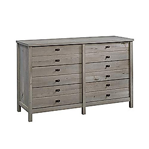 Sauder Cottage Road Armoire, L: 32.44" x W: 21.73" x H: 59.17", Mystic Oak Finish & Cottage Road Dresser, L: 56.77" x W: 19.29" x H: 35.35", Mystic Oak Finish